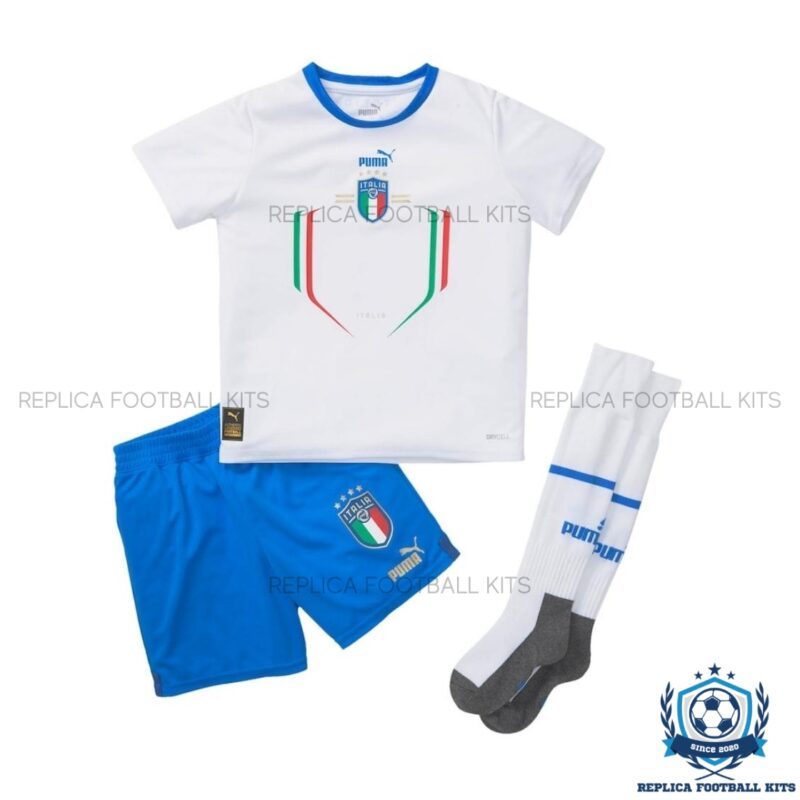 Buy Italy Away World Cup Kids Replica Kit 2022 from £24.49