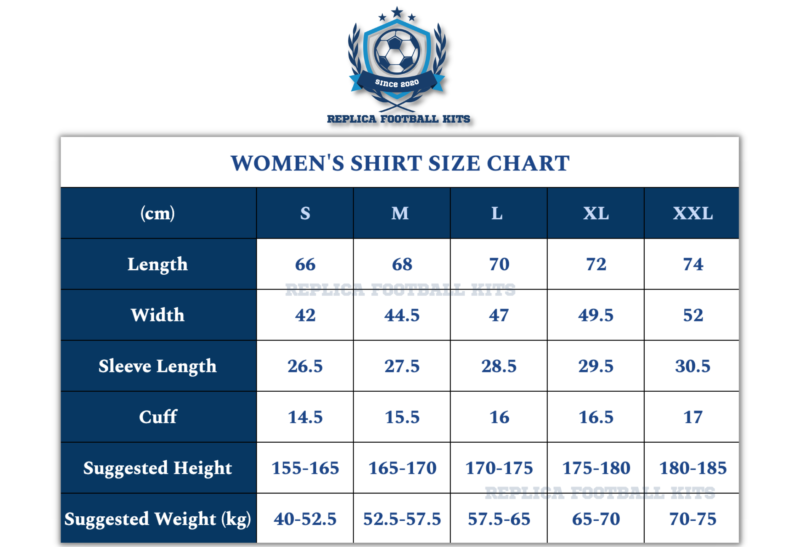 Size Charts Replica football kits