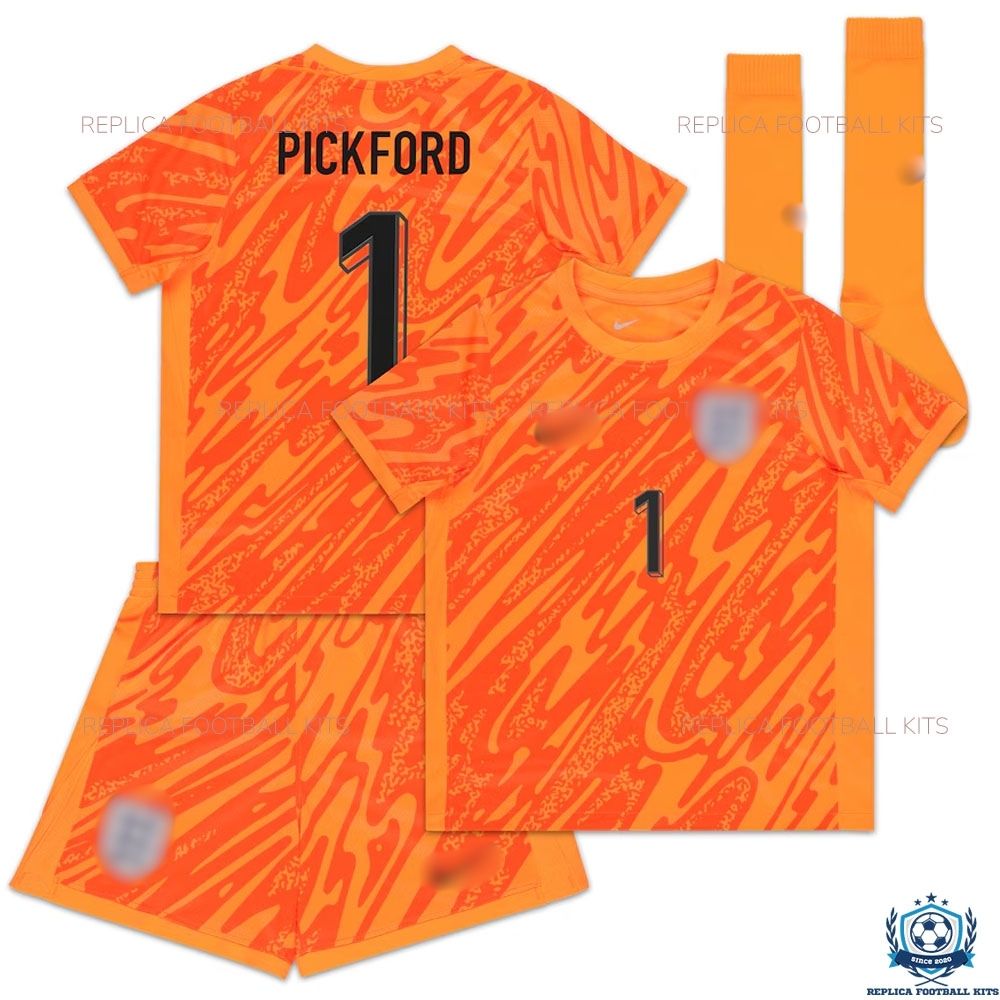 England Goalkeeper Kid Replica Kits 2024 PICKFORD 1