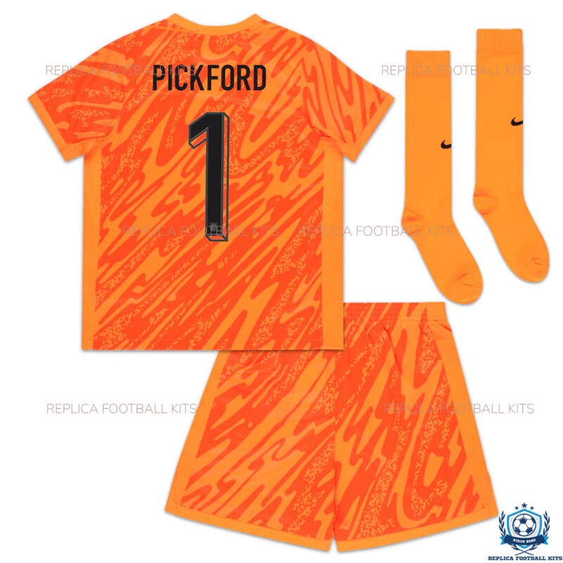 England Goalkeeper Kid Replica Kits 2024 PICKFORD 1