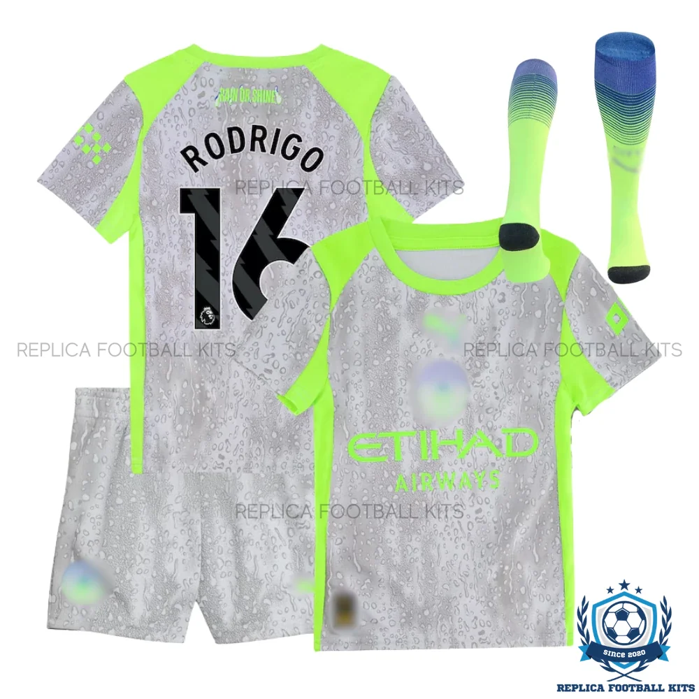 Manchester City RODRIGO 16 Third Kids Replica Football Kit 2025/26 ...