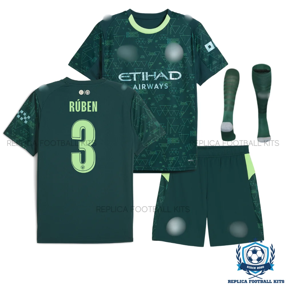 Manchester City RÚBEN 3 Fourth Kids Replica Football Kit 2025/26 ...