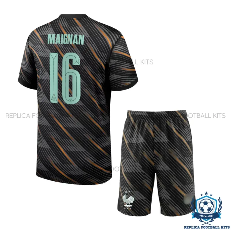 France World Cup 2026 MAIGNAN 16 Black Goalkeeper Kid Replica Football ...